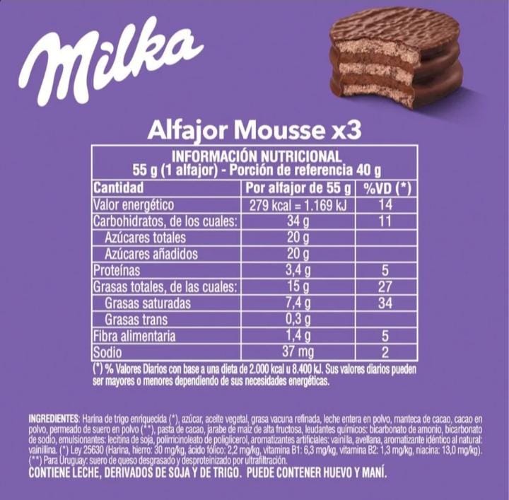 Alfajor Milka Mousse Triple x 55g pack 6 unidades. – Click & Foods