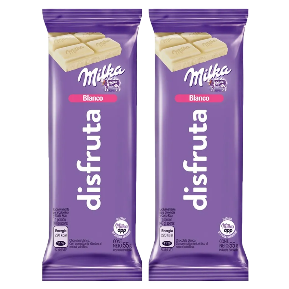 Chocolate Blanco Milka, 55 g / 1,94 oz (2 unidades)